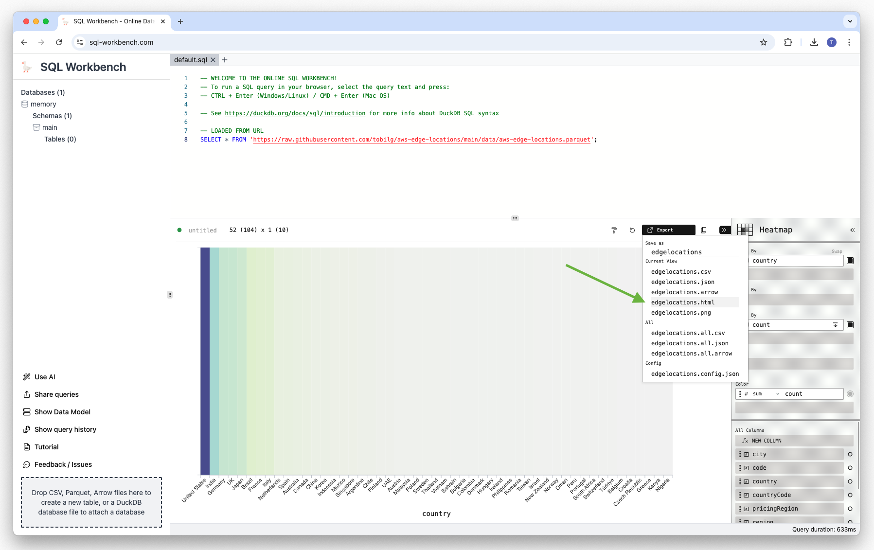 Export SQL Results to CSV, JSON & Charts - SQL Workbench